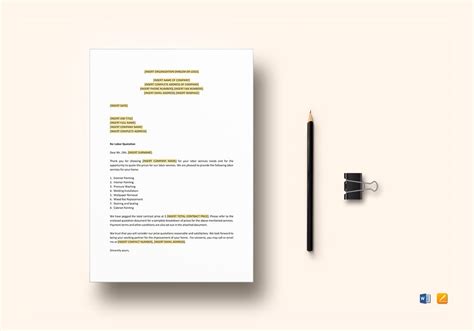 Labor Quotation Template In Word Apple Pages