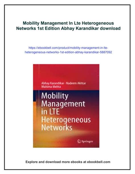 Mobility Management In Lte Heterogeneous Networks 1st Edition Abhay Karandikar Pdf