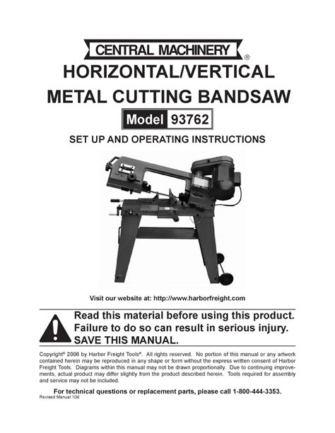 Harbor Freight Tools 93762 Instruction