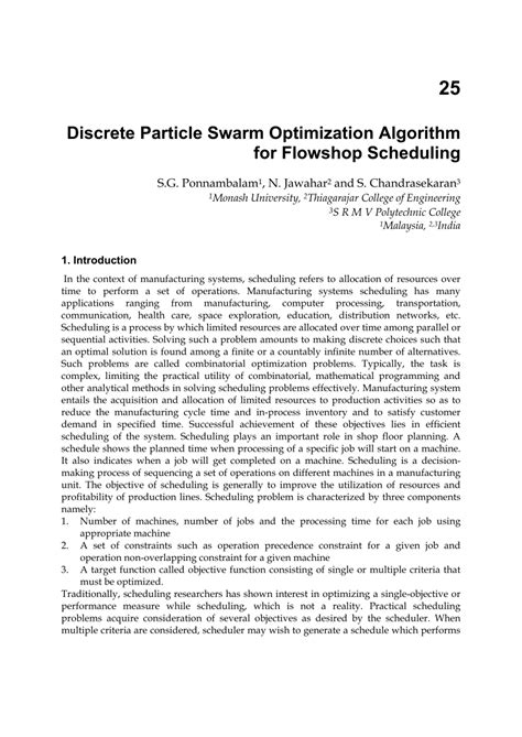 Pdf Discrete Particle Swarm Optimization Algorithm For Flowshop Scheduling