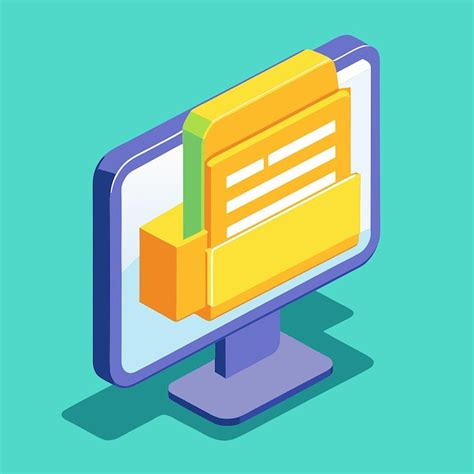 File Transfer Concept Yellow Folder With Document On Computer Monitor 3d Vector Illustration