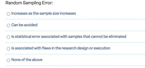 Solved Random Sampling Error Increases As The Sample Size