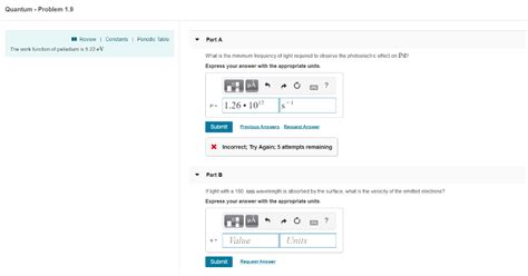 Solved Quantum Problem 1 9 1 Constants Roviow Constants