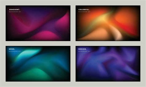 Colorful Gradient Mesh Background Template Copy Space Set Four Fluid Backdrop Design For Poster