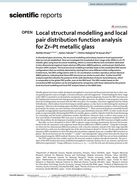 Pdf Local Structural Modelling And Local Pair Distribution Function Analysis For Zr Pt