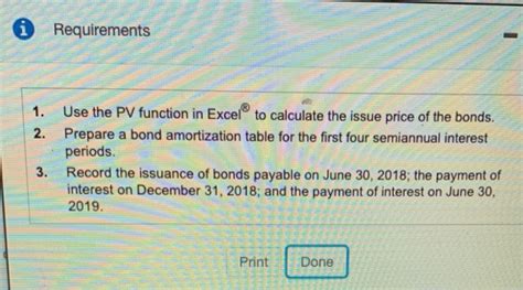 Solved Requirements Use The Pv Function In Excel To