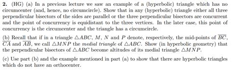 Solved 2 Hg A In A Previous Lecture We Saw An Example