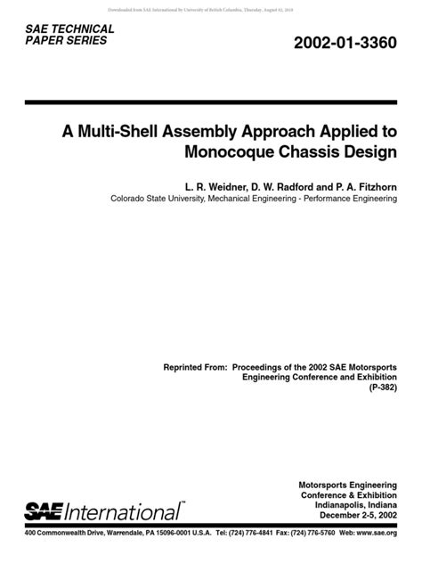 A Multi Shell Assembly Approach Applied To Monocoque Chassis Design A Multi Shell Assembly Approach Applied To Monocoque Chassis Design