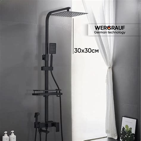 Hizberg Душевой комплект square collection in black черный матовый ...