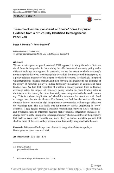 Trilemma Dilemma Constraint Or Choice Some Empirical Evidence From A Structurally Identified
