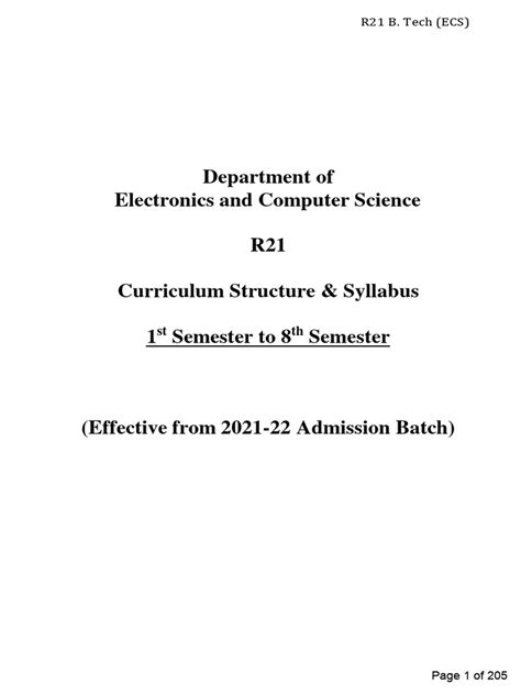 R21 Ecs Curriculum Syllabus 1 Pdf Matrix Mathematics Vector Space