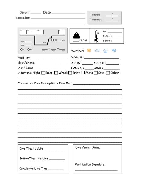 Dive Log Sheets At Erin Love Blog