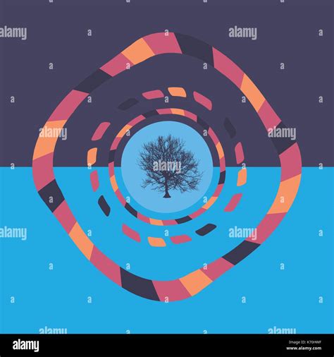 Technology Colorful Round Background With Tree Abstract Digital Illustration Connection