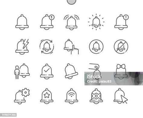 알림 벨 새 메시지 경보 경고 받는 받은 편지함 메시지입니다 픽셀 퍼펙트 벡터 가는 선 아이콘 간단한 최소 픽토그램 Brand Name Online Messaging