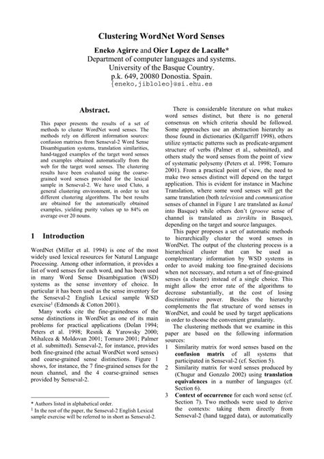 Pdf Clustering Wordnet Word Senses