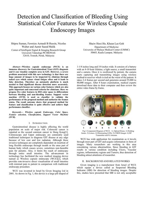 Pdf Detection And Classification Of Bleeding Using Statistical Color Features For Wireless