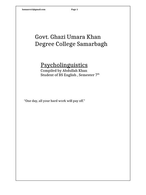 Psycholinguistics Pdf