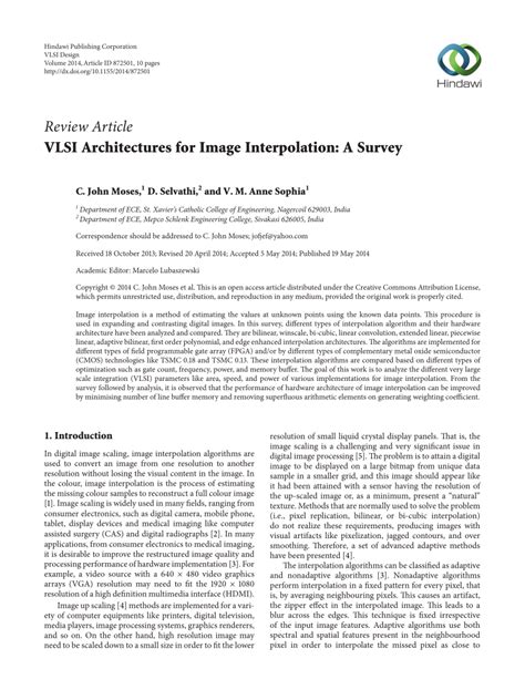 Pdf Vlsi Architectures For Image Interpolation A Survey