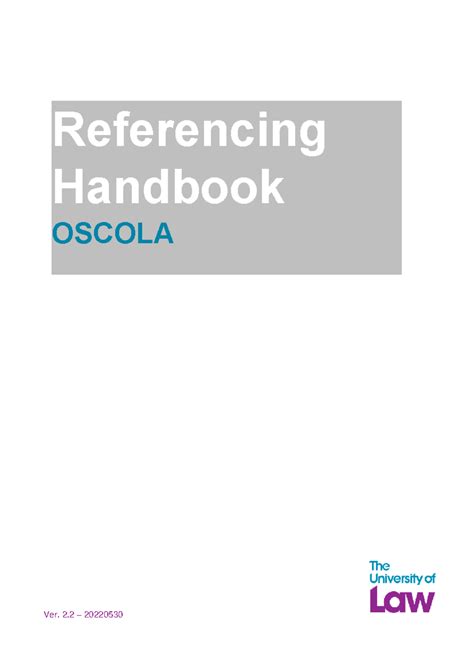 Oscola Guide Referencing Handbook OSCOLA Ver 2 2 20220530 Ii Introduction OSCOLA Basics