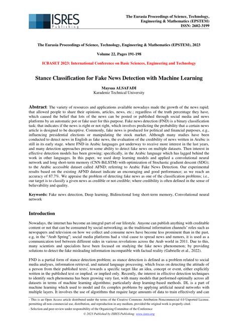 Pdf Stance Classification For Fake News Detection With Machine Learning