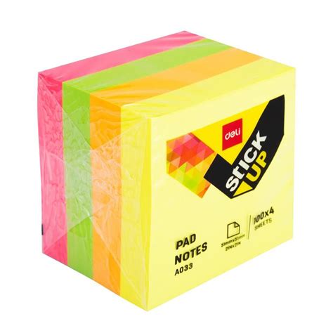 Cub Notite Autoadezive 51x51 Mm 400 File Neon Deli 03303 Office Direct