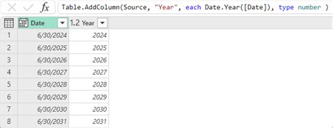 Dateyear Date Function Power Query M