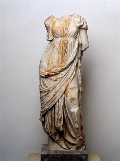 Greek 1st Century Bce Female Statuette Wears A Hellenistic Chiton