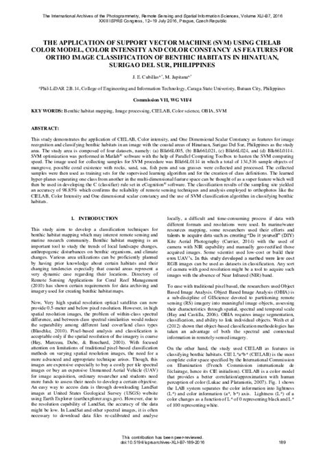 pdf the application of support vector machine svm using cielab