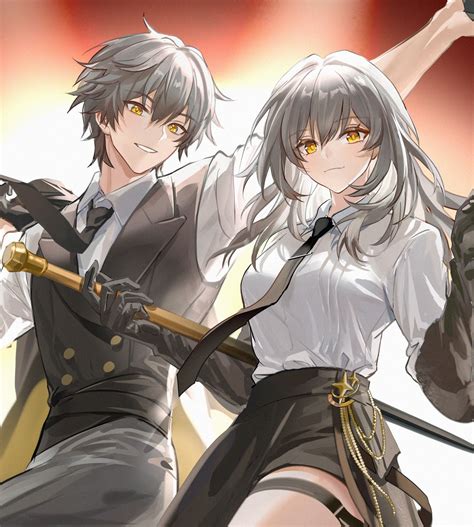 Trailblazer Stelle And Caelus Honkai And More Drawn By Achyue Danbooru