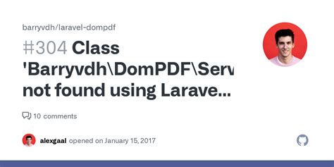 class barryvdh dompdf serviceprovider not found using laravel 5 3 and
