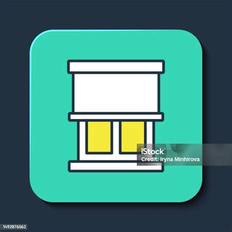 채워진 윤곽선 창문 방 아이콘에 커튼이 있는 파란색 배경에 분리되어 있습니다 청록색 사각형 버튼 벡터 0명에 대한 스톡 벡터 아트 및 기타 이미지 Istock