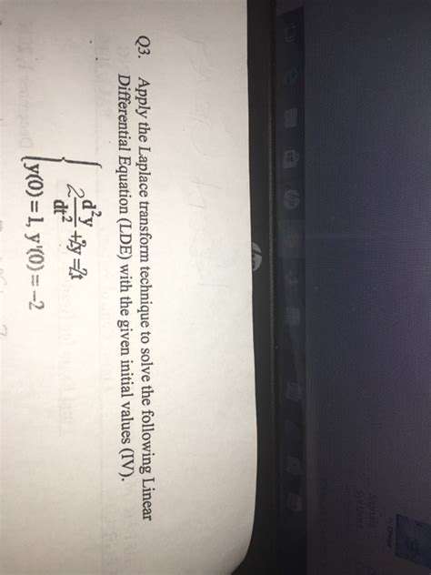 Solved Apply The Laplace Transform Technique To Solve The