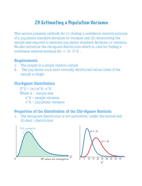 Statistics Estimating A Population Variance 7 3 Estimating A Population Variance This Section