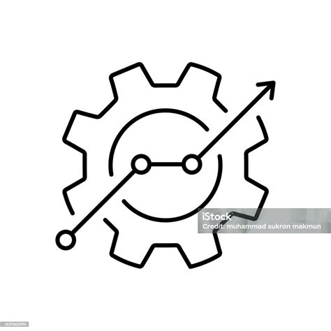 통찰력 또는 메트릭 아이콘과 같은 검은색 가는 라인 기어 플랫 리니어 트렌드 현대 스트로크 핀 테크 로고타입 그래픽 웹 아트 디자인 요소는 흰색 배경에 분리되어 있습니다