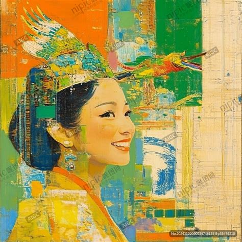 Ai创作图东方美人装饰画 人脸色块拼接装饰画 亚洲当代艺术 手绘壮族美女 人物装饰画无框装饰画 日本美女画 东方女性美女人物 传统美女绘画 现代人物装饰画 油画质地手绘人物 民族女性插画 美女