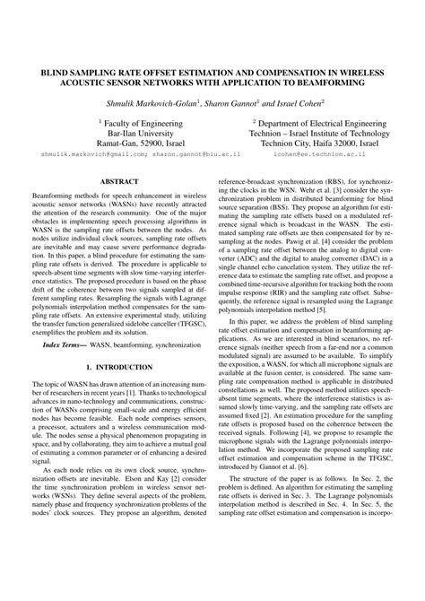 Pdf Blind Sampling Rate Offset Estimation And Compensation In