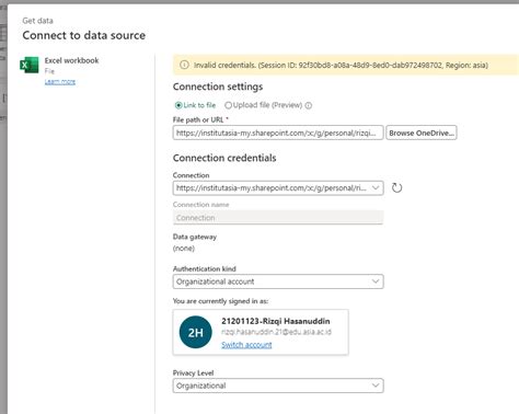 Failed To Connecting Data Xlsx Files From Onedriv Microsoft Fabric Community