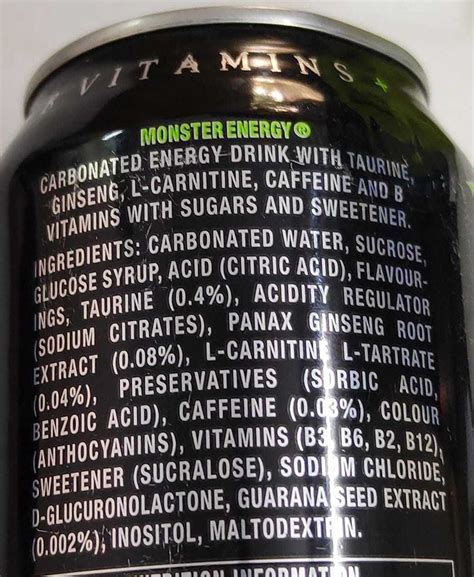 Monster Energy Drinks Ingredients