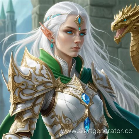 Elegant Elf Paladin In Dragon Leather Cloak With Blue Gem Sword Ai Art Generator