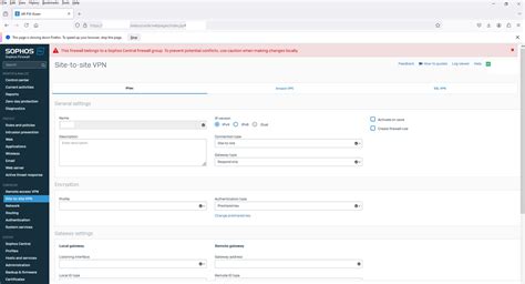 Firewall IPsec Site2Site Settings Page Slowdown Discussions Sophos