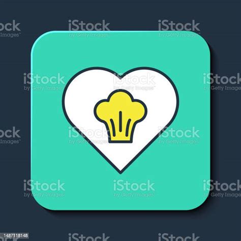 파란색 배경에 격리 된 윤곽선 Chef 모자 아이콘 요리 기호 모자를 요리합니다 청록색 스퀘어 버튼 벡터 가득 찬에 대한 스톡 벡터 아트 및 기타 이미지 Istock