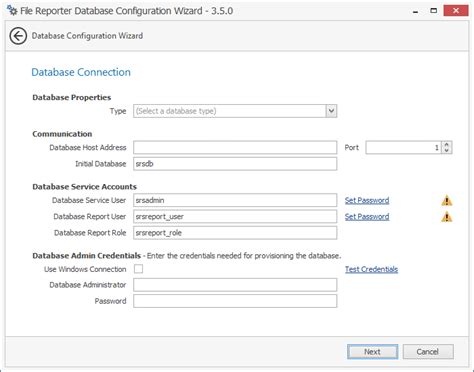 Configuring The Database Micro Focus File Reporter 36 Installation Guide