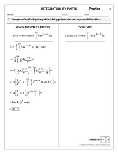Integration By Parts Complete Lesson 47 Problems Teaching Resources