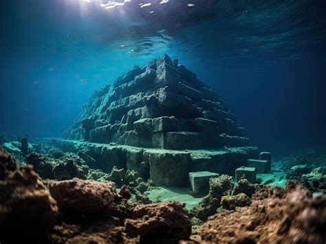 Premium AI Image Ancient Pyramids Sunken At The Bottom Of The Ocean