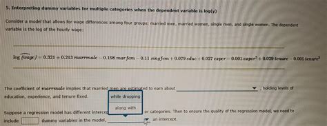 Solved 5 Interpreting Dummy Variables For Multiple