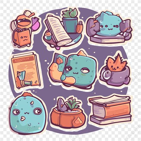 다양한 캐릭터가 등장하는 스티커 세트 일러스트 벡터초록상표 Png 일러스트 무료 다운로드 Lovepik