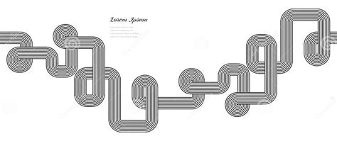 Abstract Black White Stripe Line Geometric Pattern Loop Design Element Retro Styled
