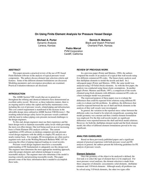 Pdf On Using Finite Element Analysis For Pressure Vessel Design