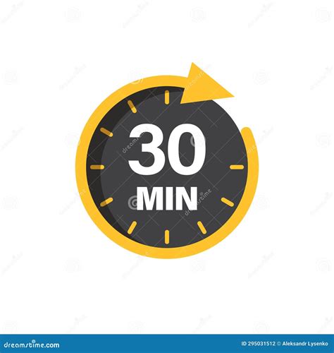 30 Minutes On Stopwatch Icon In Flat Style Clock Face Timer Vector Illustration On Isolated