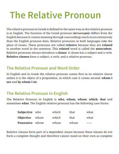 Relative Pronoun Examples